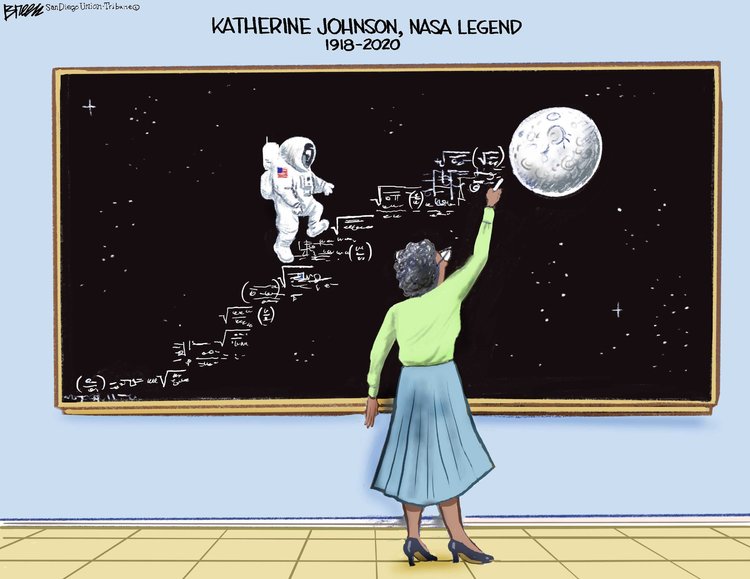 A sweet tribute to Katherine Johnson from editorial cartoonist, Steve ...
